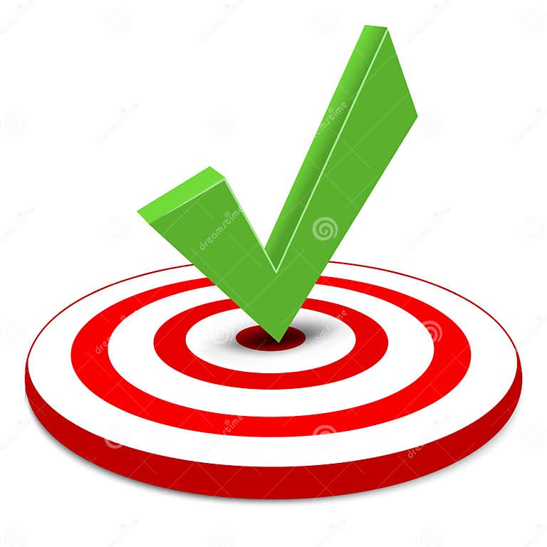 Vector 3d tick on target stock vector. Illustration of center - 170068271