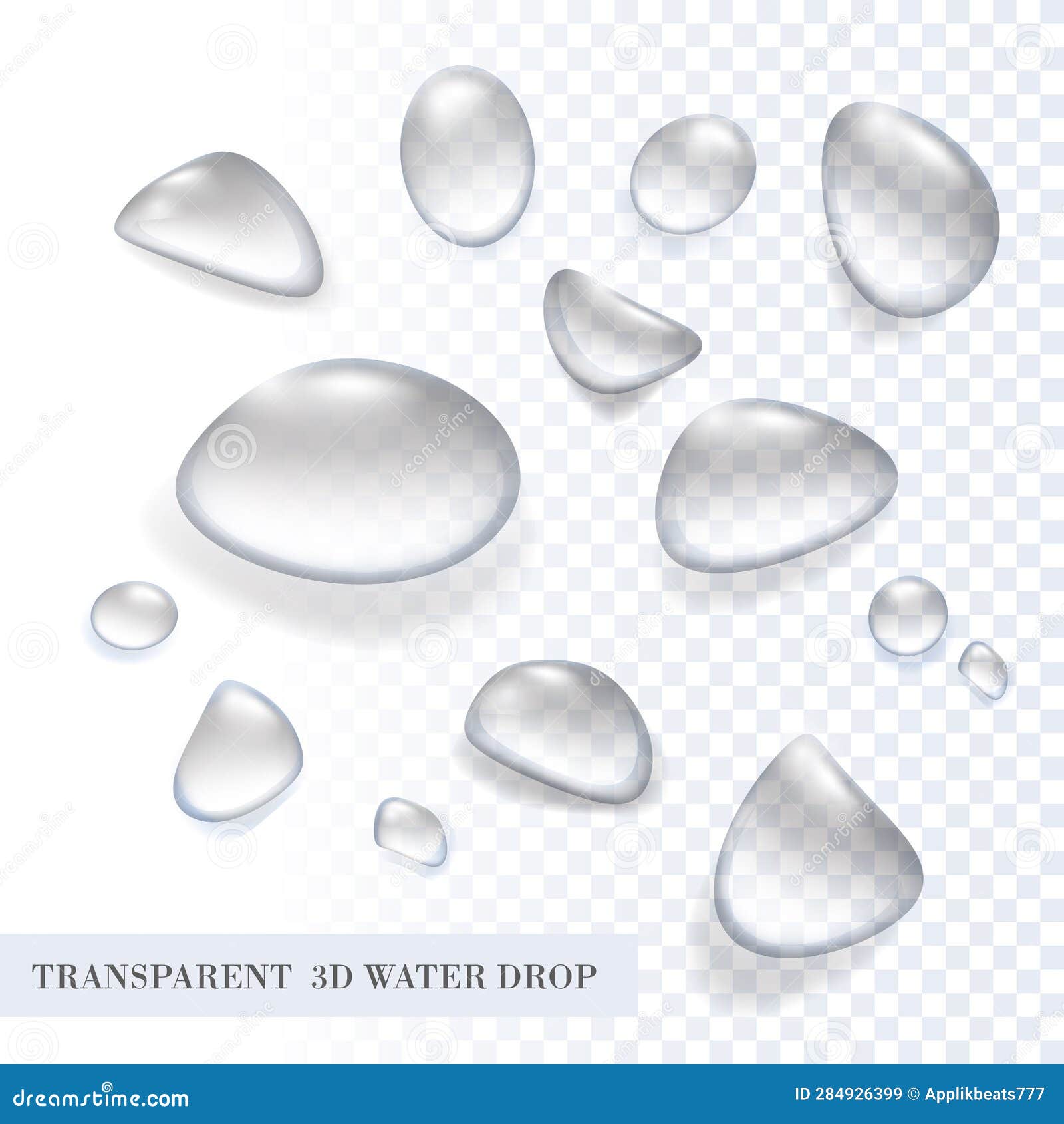 Vector 3D Transparent Pure Aqua Water Drop Set Stock Vector ...