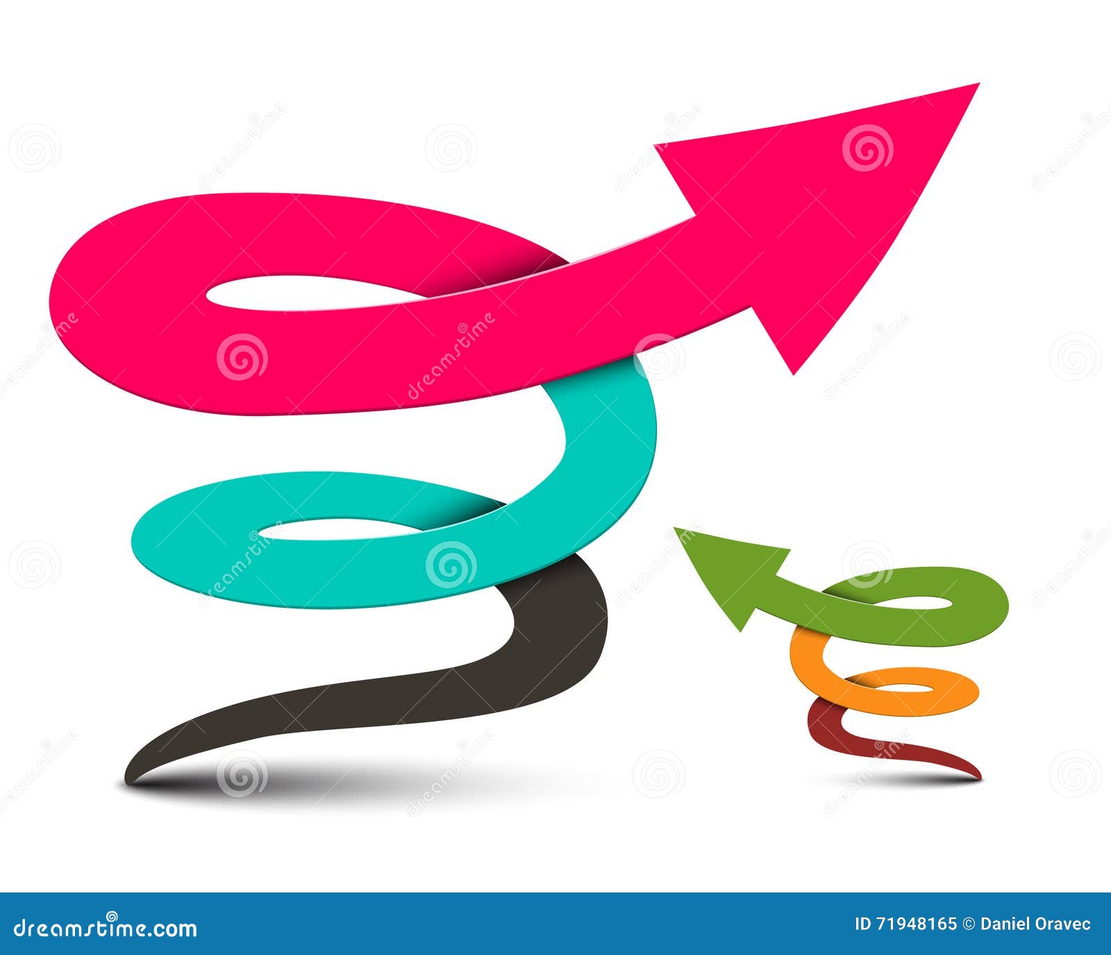 Vector 3D Twisted Arrows Set Stock Illustration - Illustration of ...