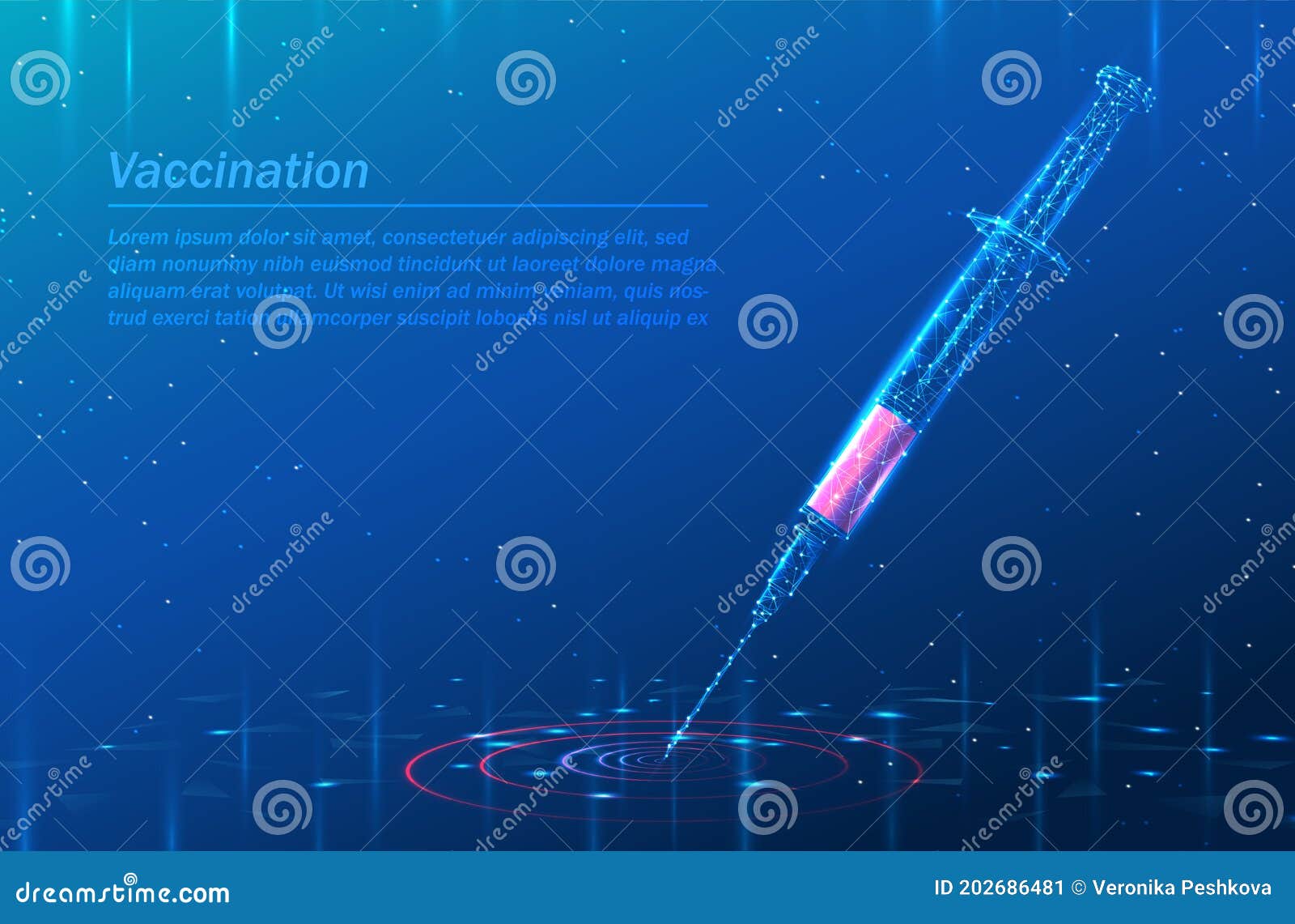 Vector Vaccine Syringe in Dark Blue. Medicine and Technology Concept ...