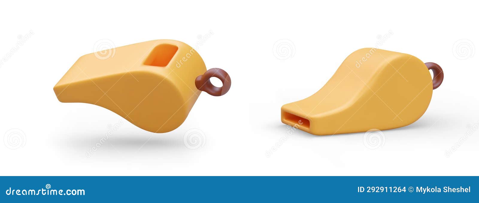 Vector 3D Whistle, View from Different Sides. Isolated Image on White ...