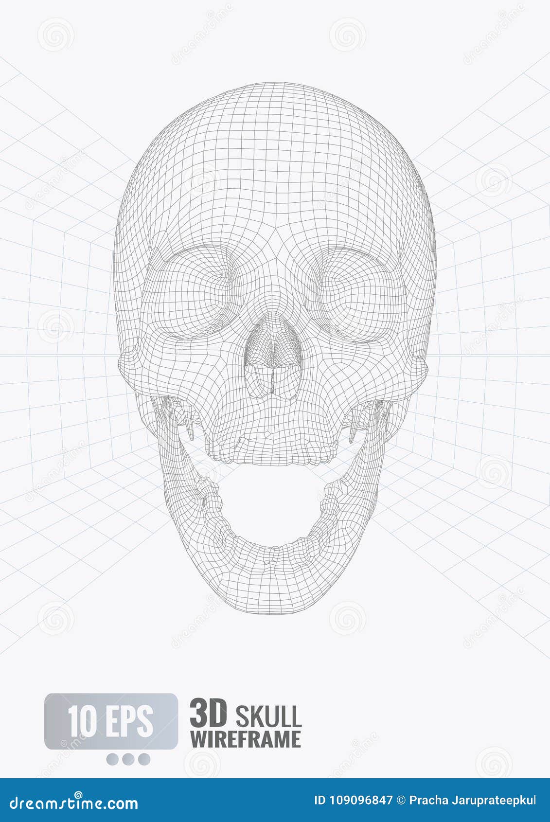 Skull Front View Without A Lower Jaw In Center Of Winding Ribbon With ...