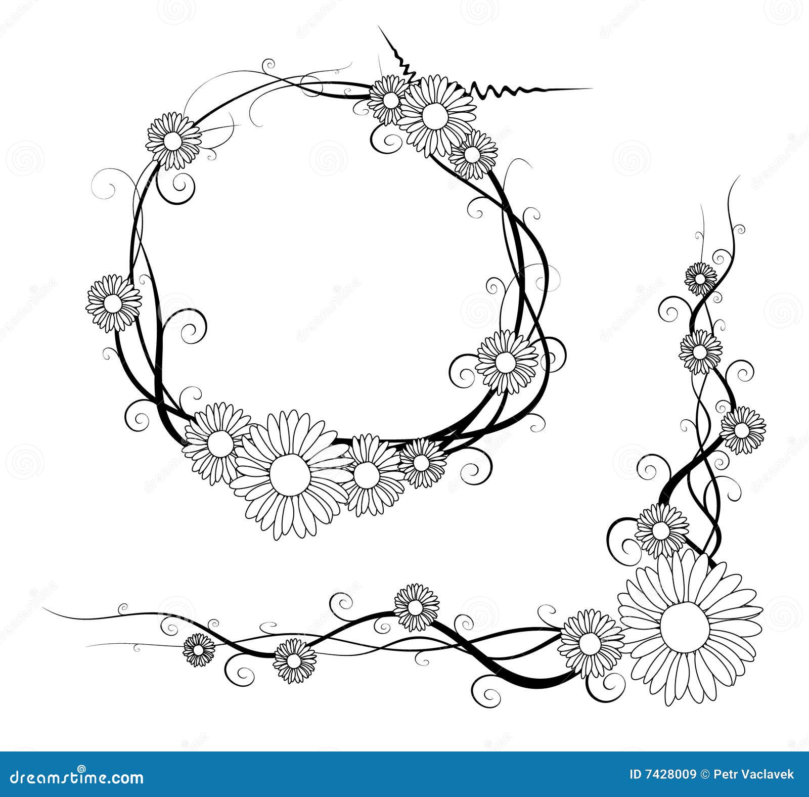 Vector Daisy Frame and Corner Stock Vector - Illustration of background ...