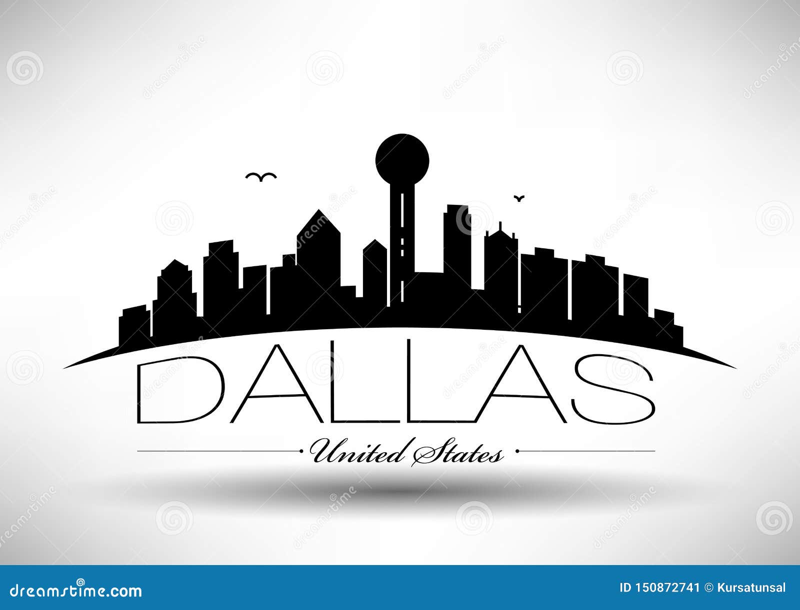 Vector Dallas City Skyline Design Stock Illustration - Illustration of ...