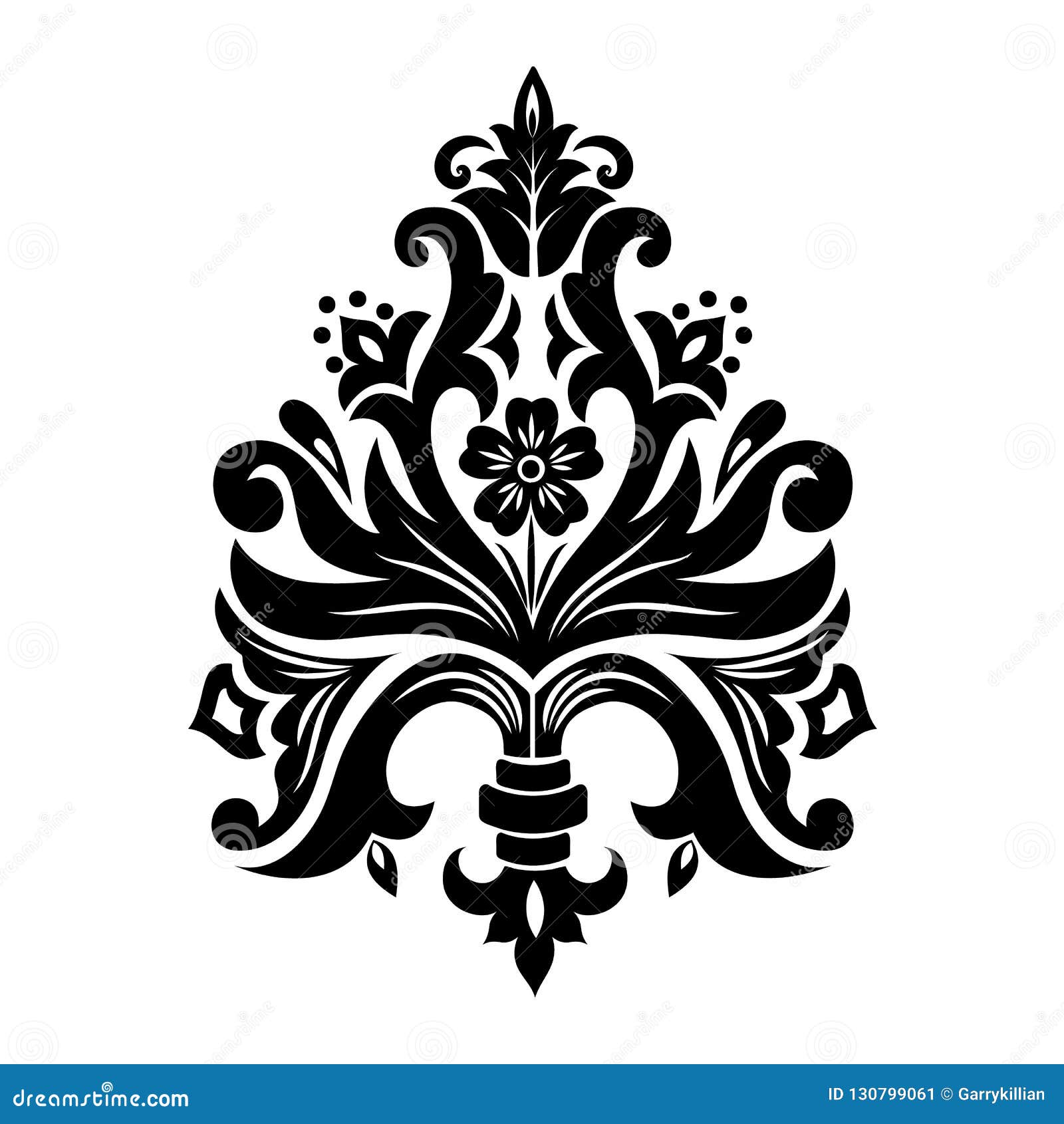 Vector Damask Element. Isolated Damask Central Illistration Stock ...
