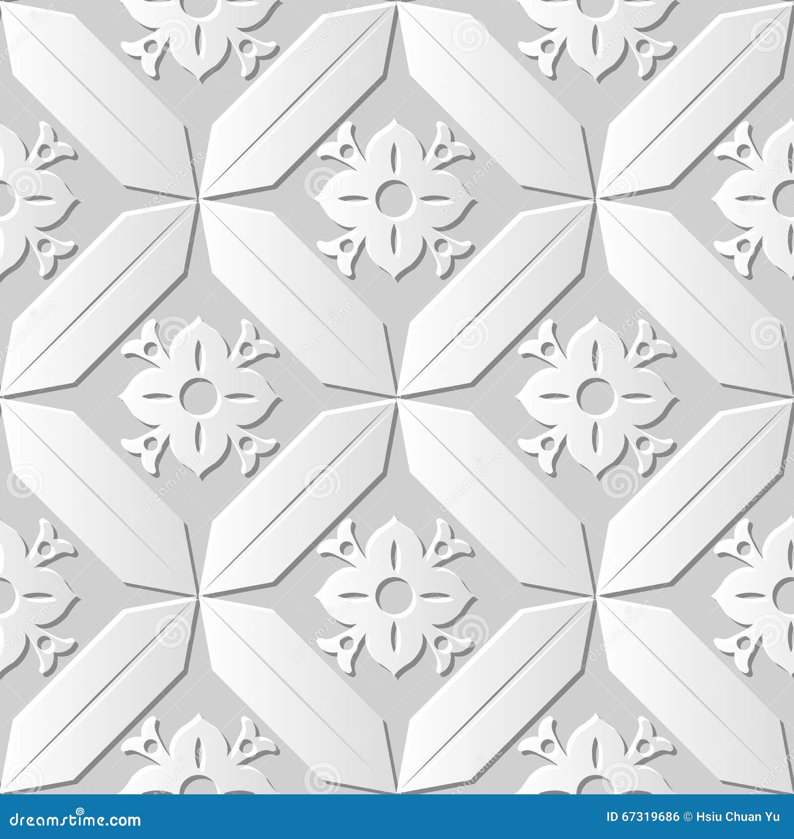 Vector Damask Seamless 3D Paper Art Pattern Background 167 Diamond ...