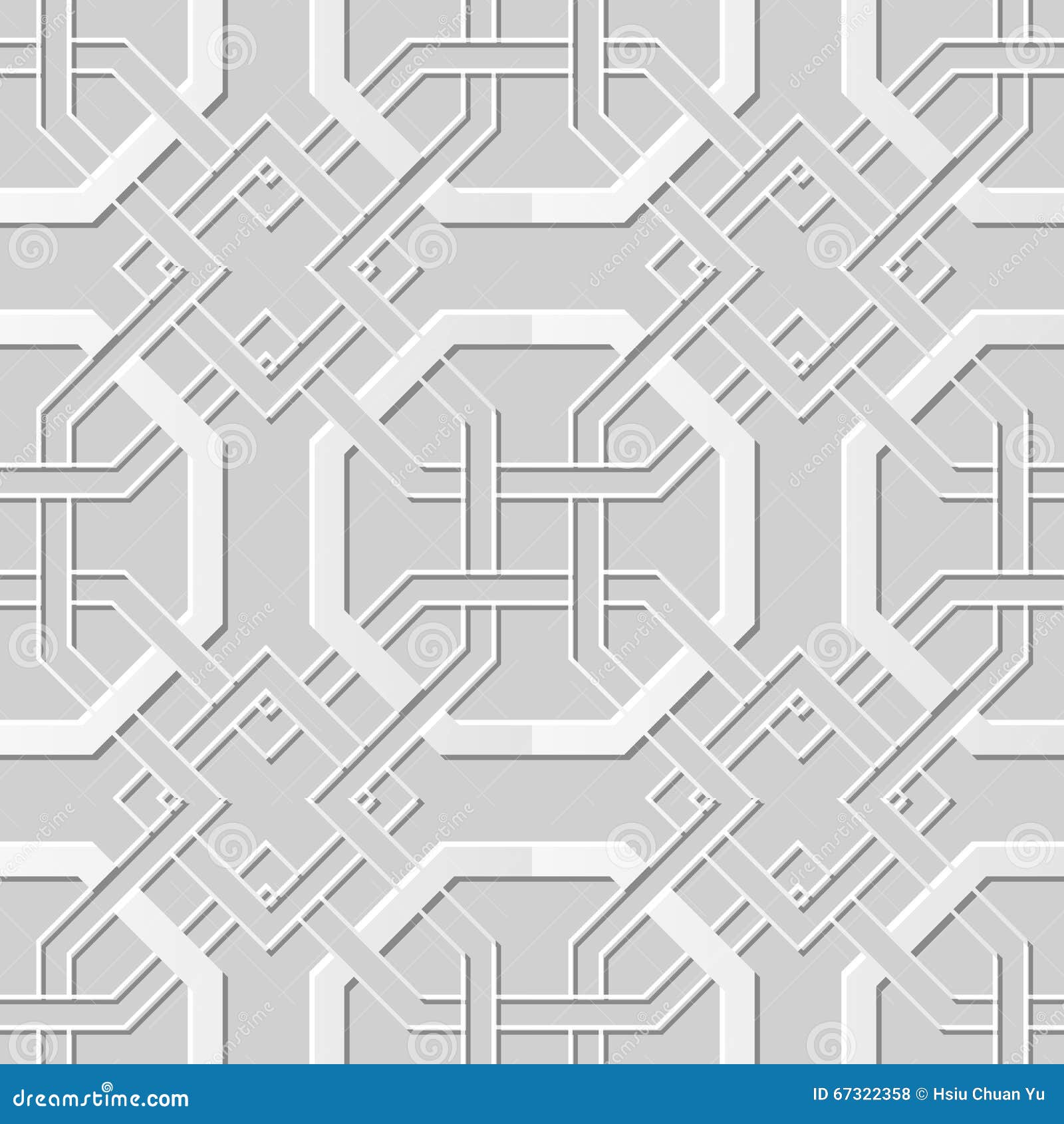Vector Damask Seamless 3D Paper Art Pattern Background 174 Octagon ...