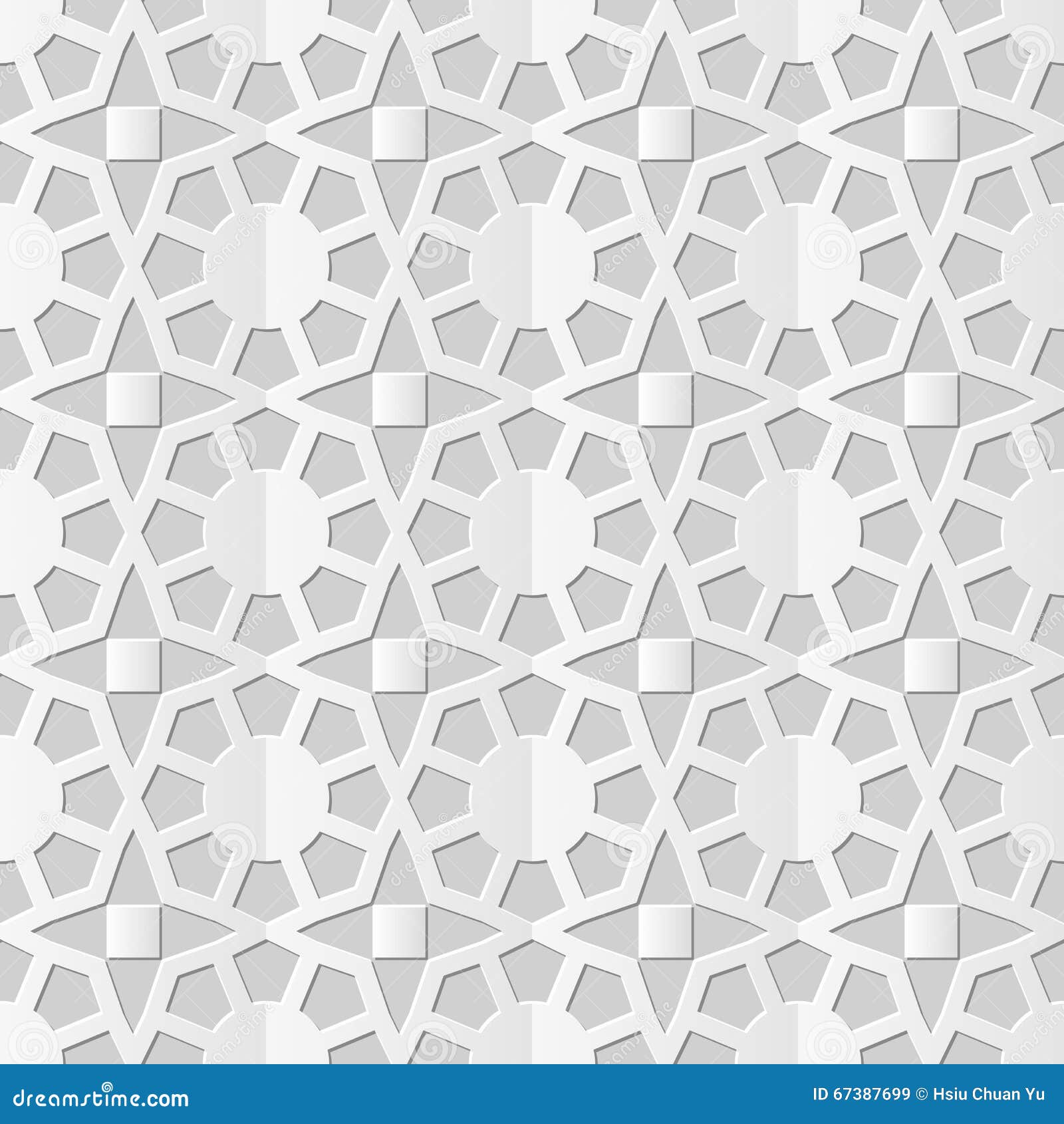 Vector Damask Seamless 3D Paper Art Pattern Background 299 Octagon ...