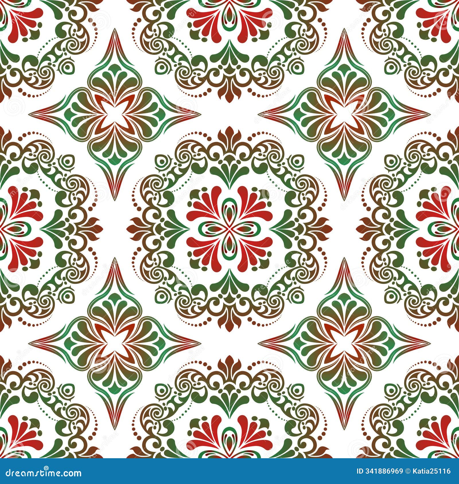 Vector Damask Seamless Pattern Background. Vintage Ornamental Template ...