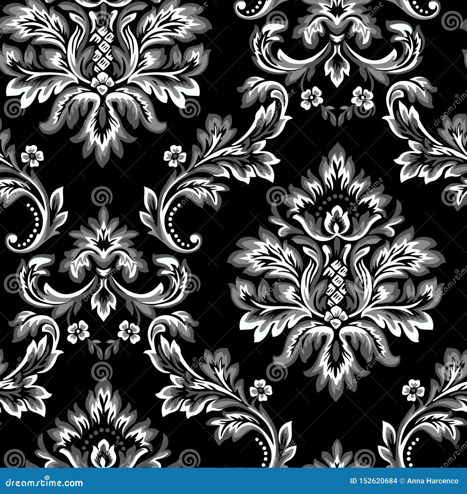Vector Damask Seamless Pattern Element. Classic Luxury Baroque Ornament ...