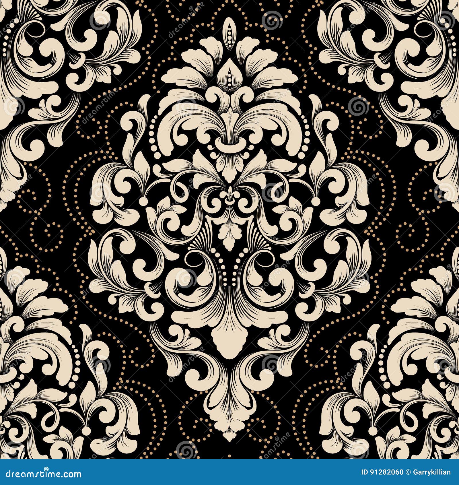 Vector Damask Seamless Pattern Element. Stock Vector - Illustration of ...