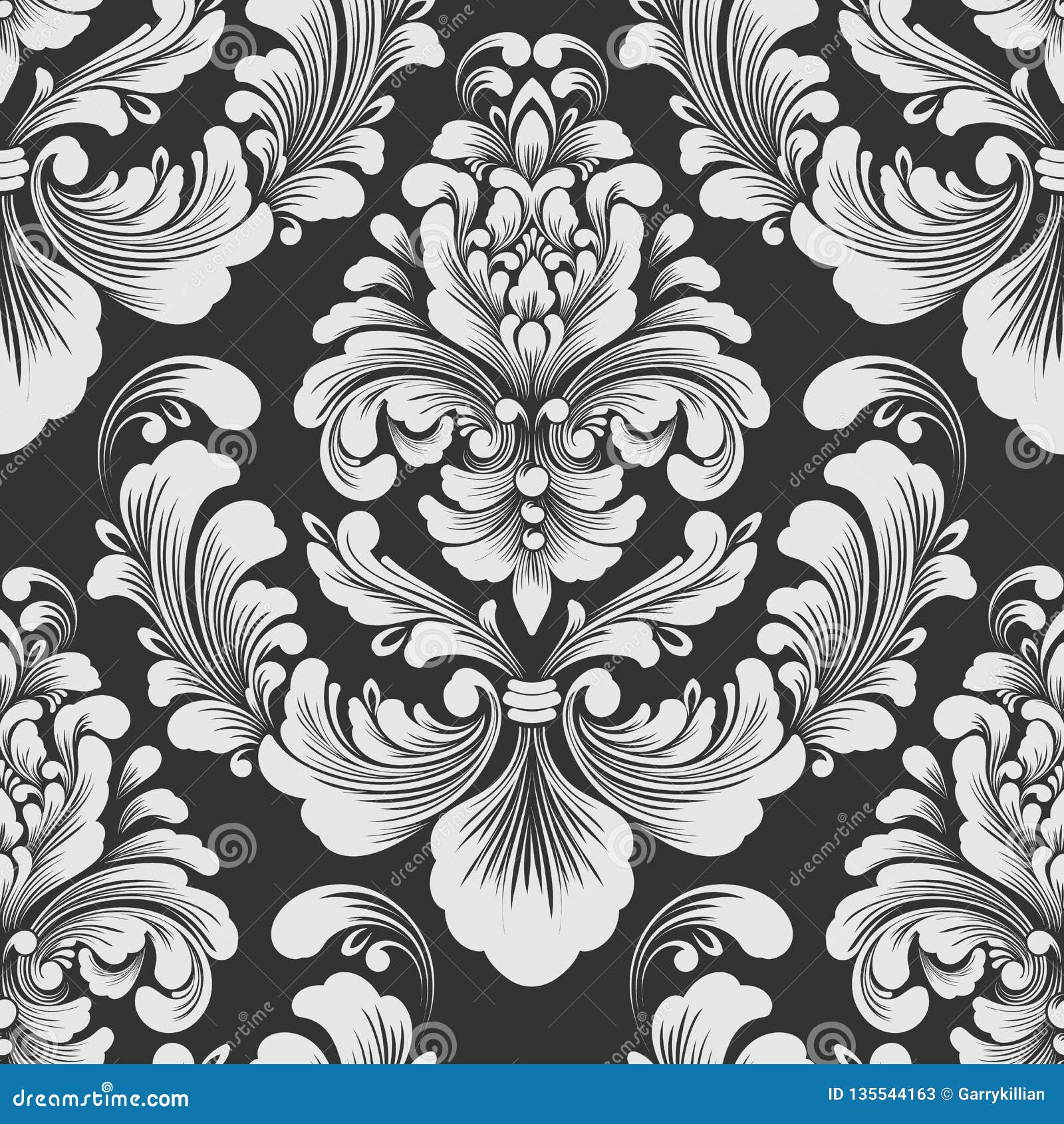 Vector Damask Seamless Pattern Element. Classical Luxury Old Fashioned ...