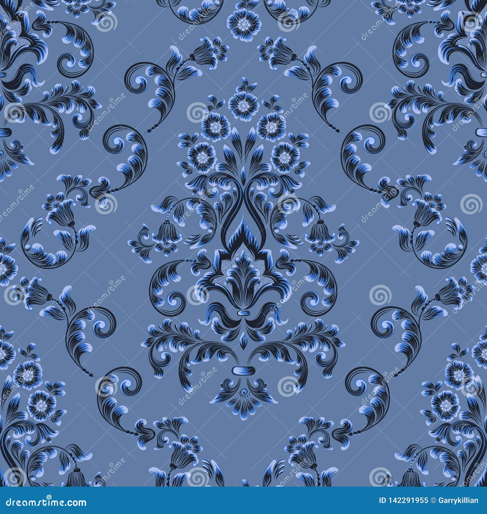 Vector Damask Seamless Pattern Element. Classical Luxury Old Fashioned ...