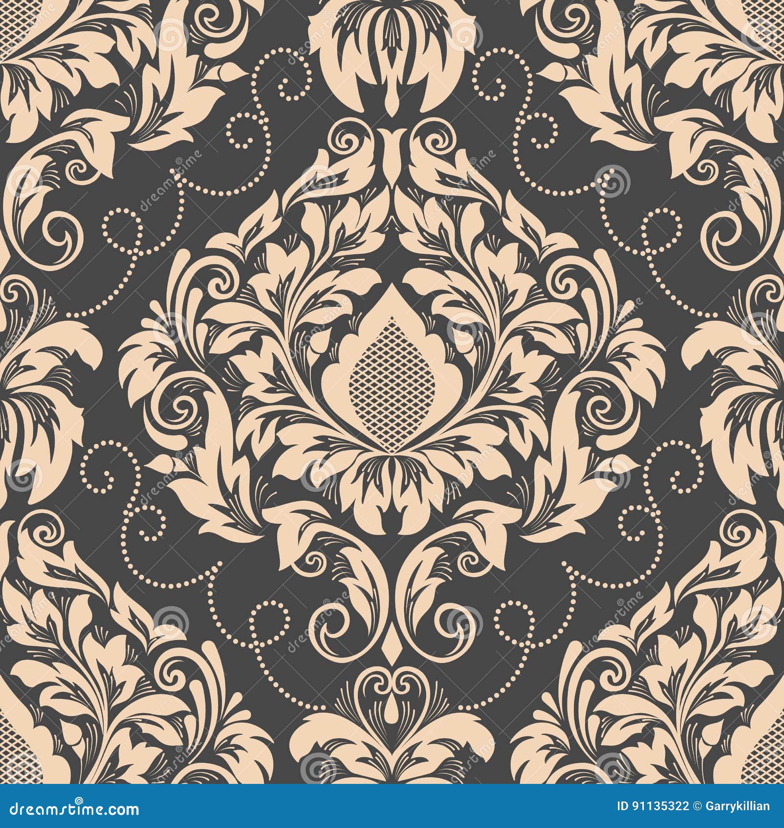 Vector Damask Seamless Pattern Element. Exquisite Floral Baroque ...