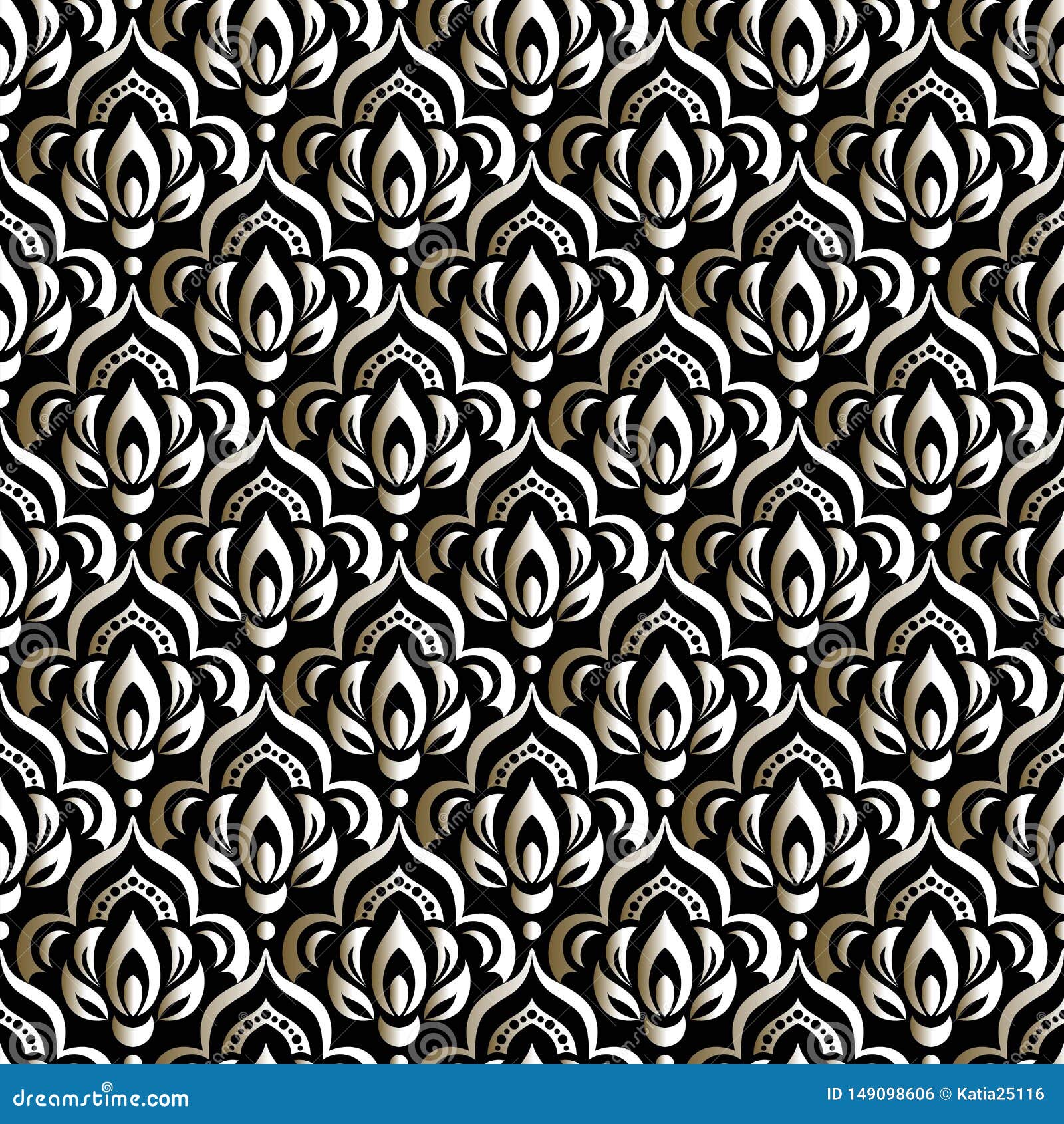 Vector Damask Seamless Pattern Element. Indian, Islam, Arabic Stock ...
