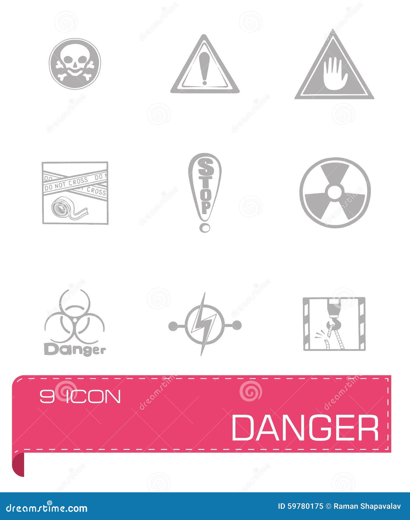 Vector Danger icon set stock vector. Illustration of sign - 59780175