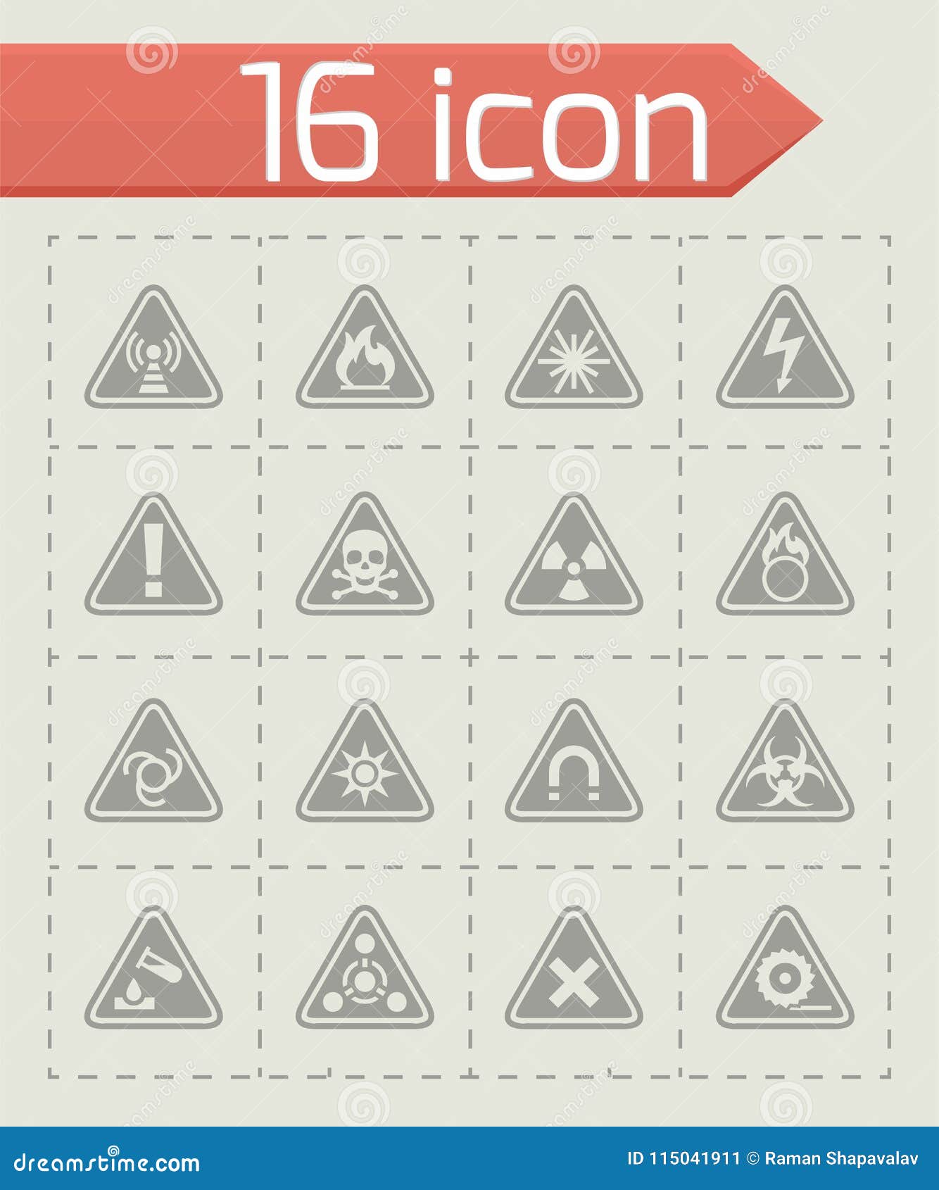 Vector Danger icon set stock vector. Illustration of warning - 115041911