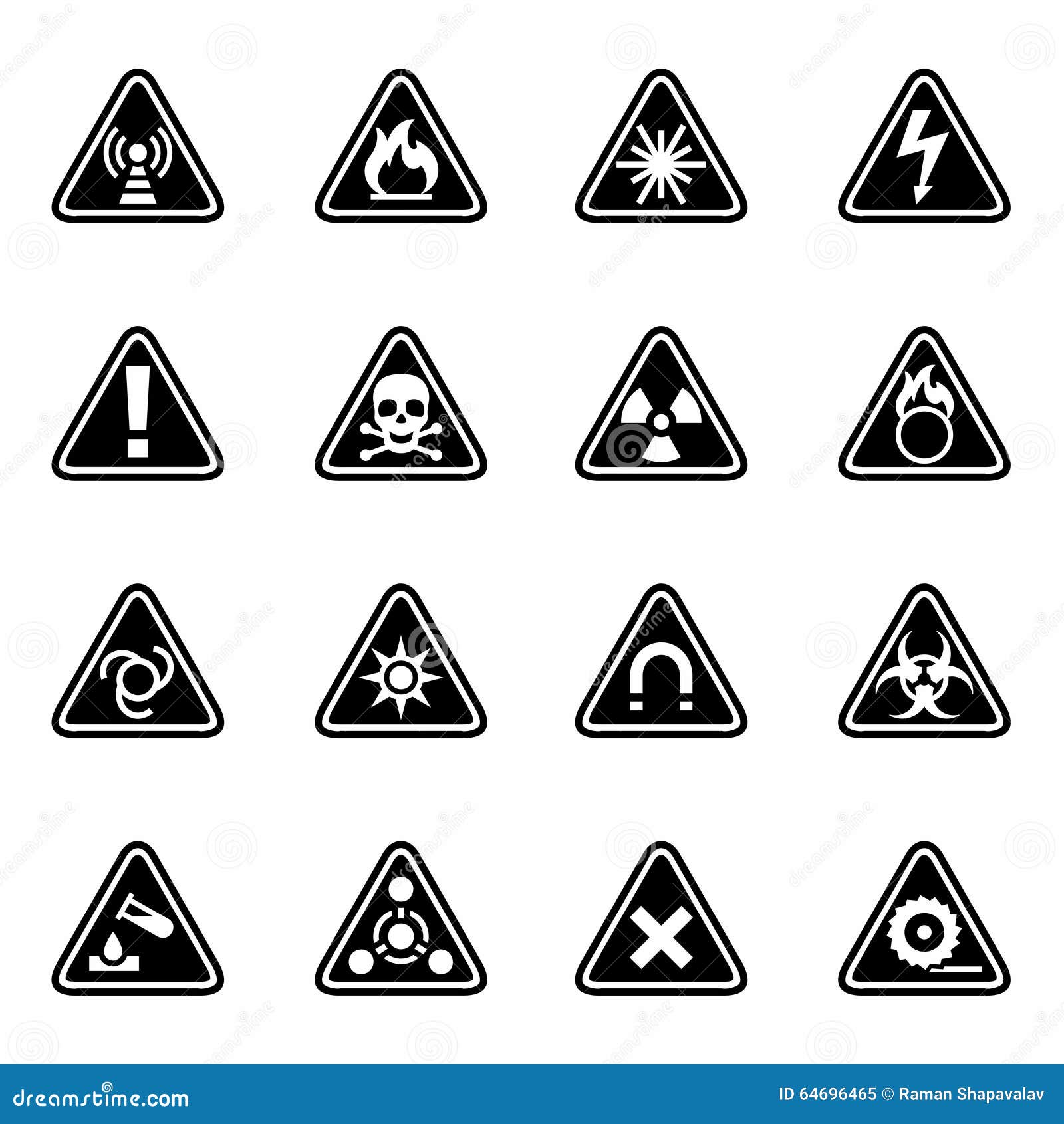Vector Danger icon set stock vector. Illustration of nuclear - 64696465