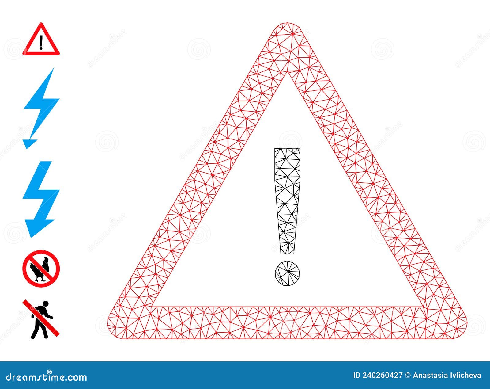 Mesh 2D Danger Warning Icon Stock Vector - Illustration of vector ...