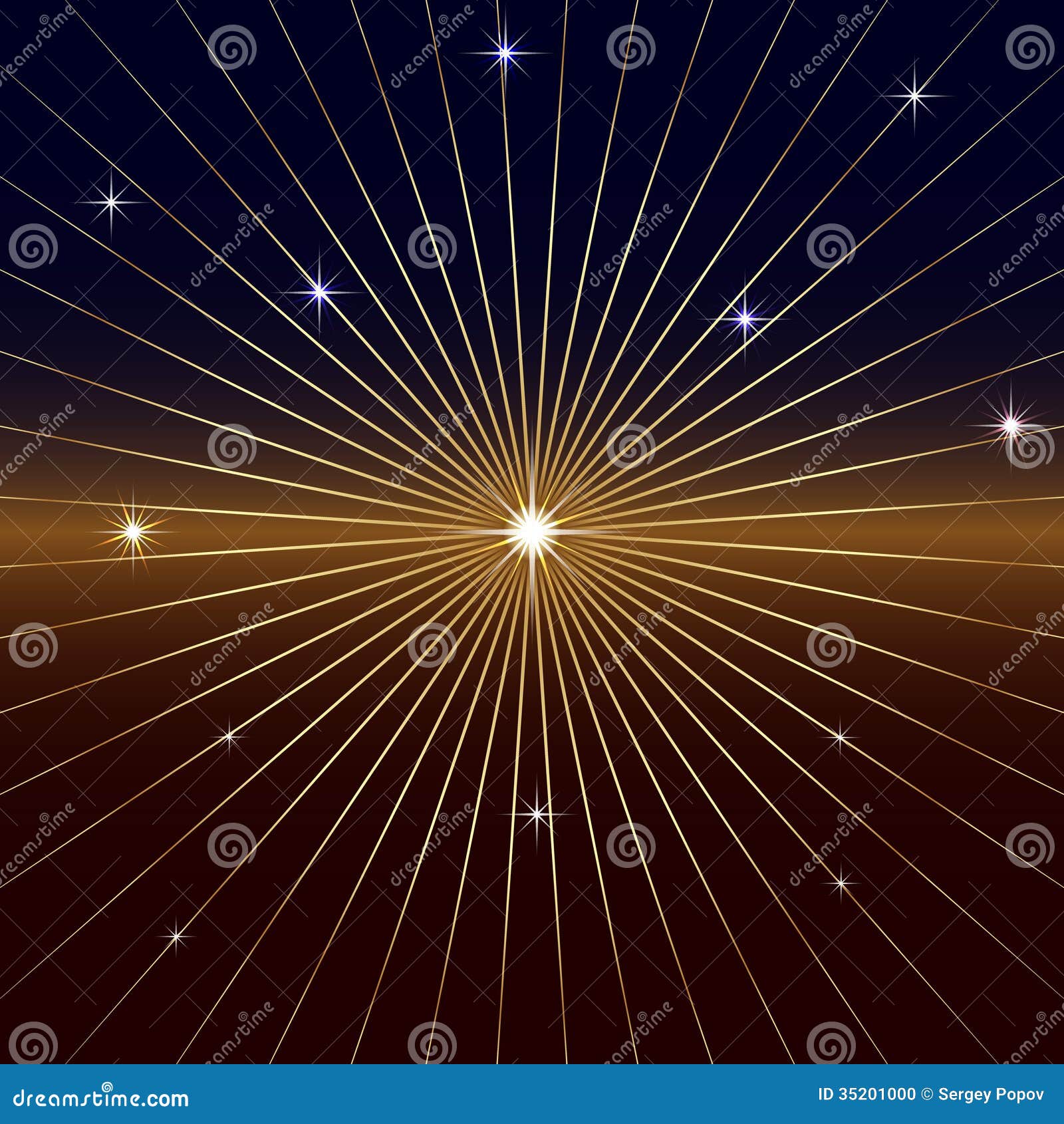 Vector Dark Background with Star and Rays Stock Vector - Illustration ...