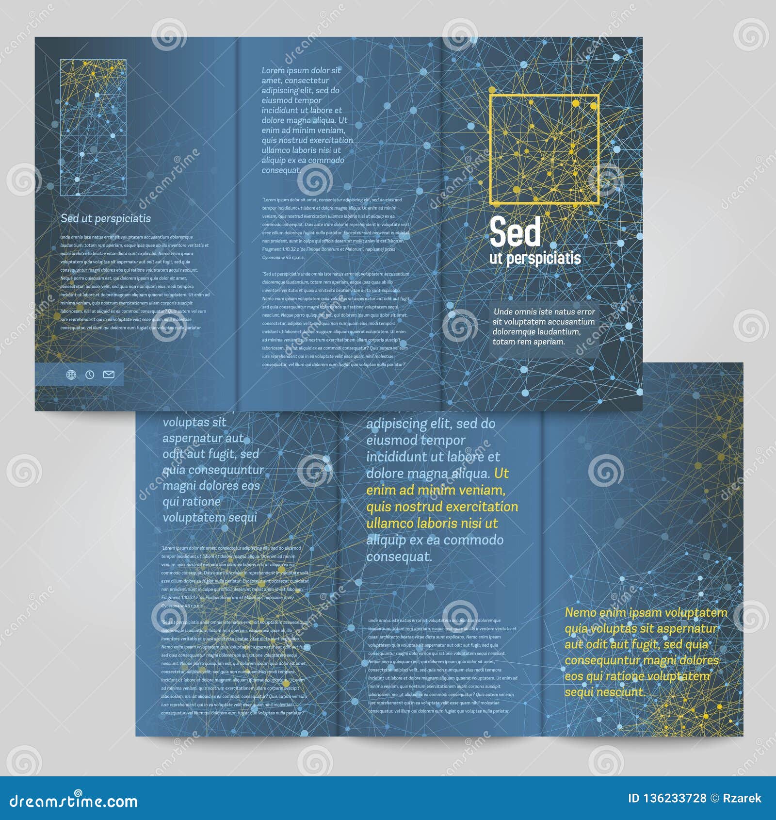 Vector Dark Blue Brochure Template Design. - Vector Stock Vector ...