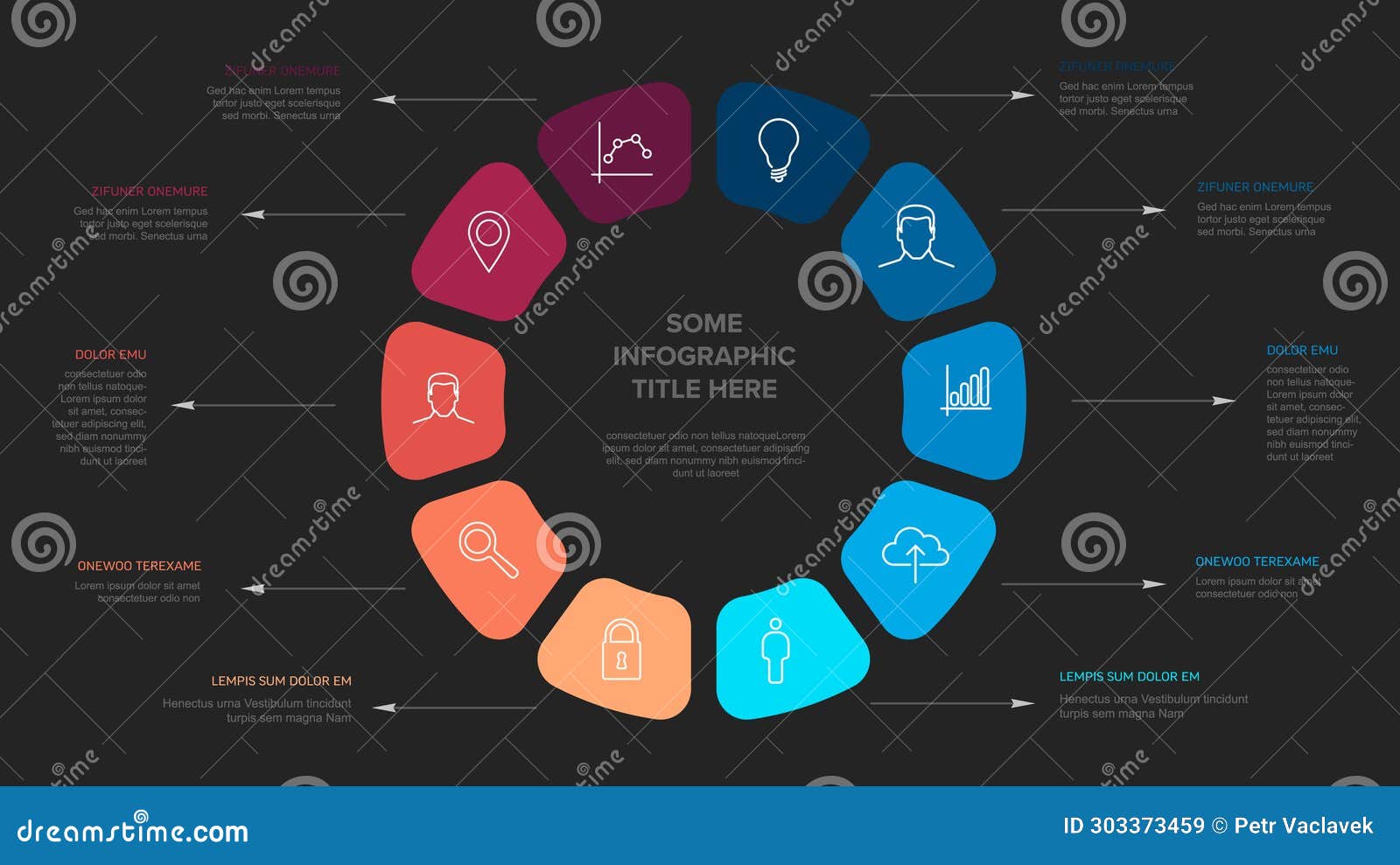Vector Dark Blue and Red Icon Elements in Circle Multipurpose ...