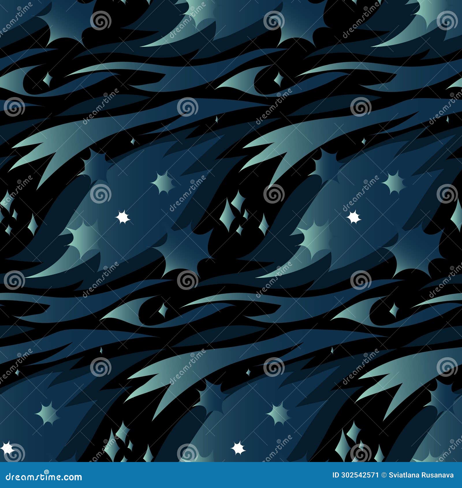 Vector Dark Blue Seamless Pattern with Cosmic Nebulae. Transition ...