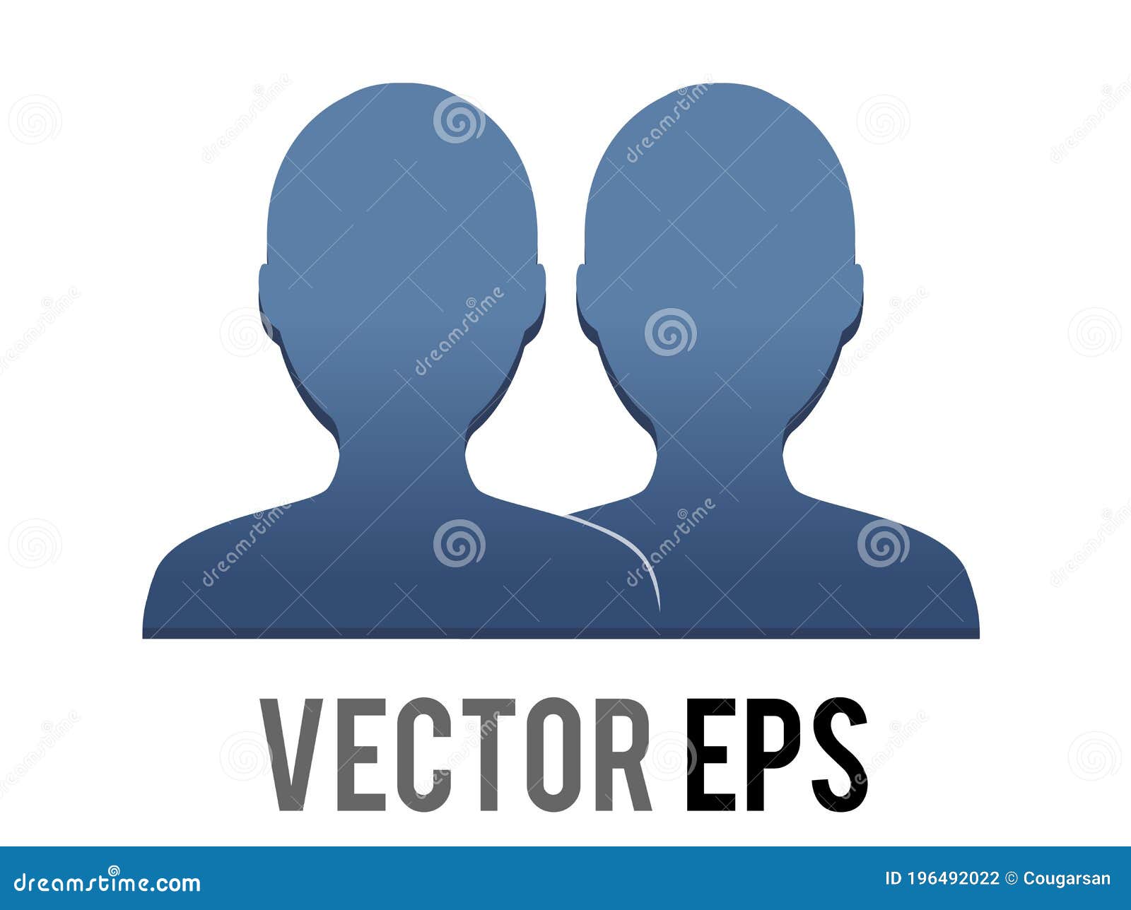 Vector Dark Blue Silhouette Heads of Two People Icon, Represent Users ...