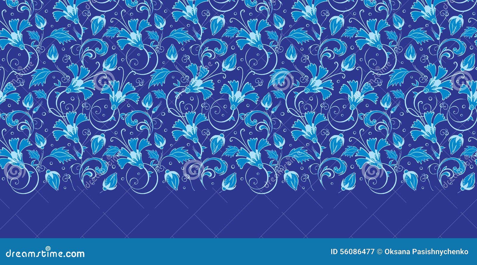Vector Dark Blue Turkish Floral Horizontal Border Stock Vector ...