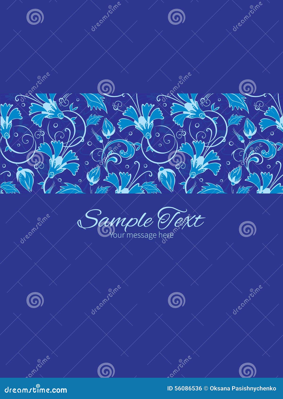 Vector Dark Blue Turkish Floral Stripe Frame Stock Vector ...