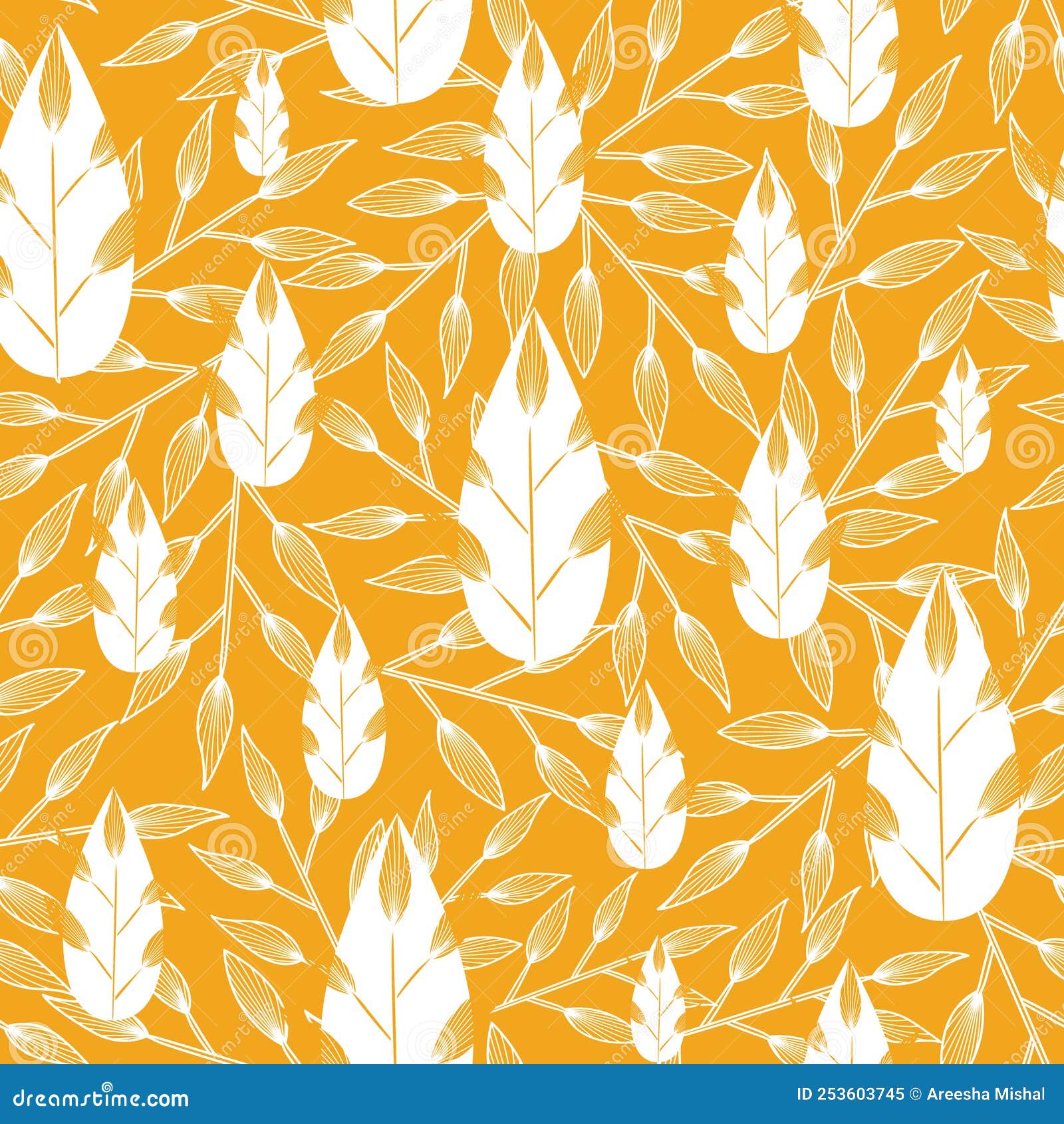 Vector Dark Caramel Colour Fall Leaves Twigs Artistic Texture Seamless ...