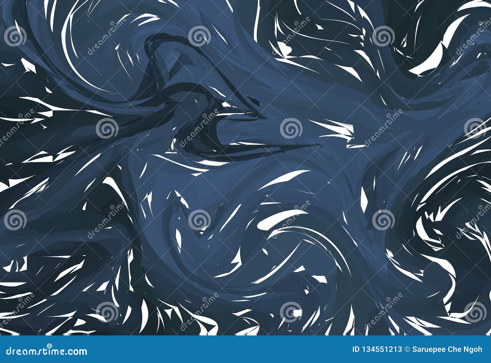 Vector Dark Hand Drawn Artwork on Water Marble Texture. Liquid Paint ...