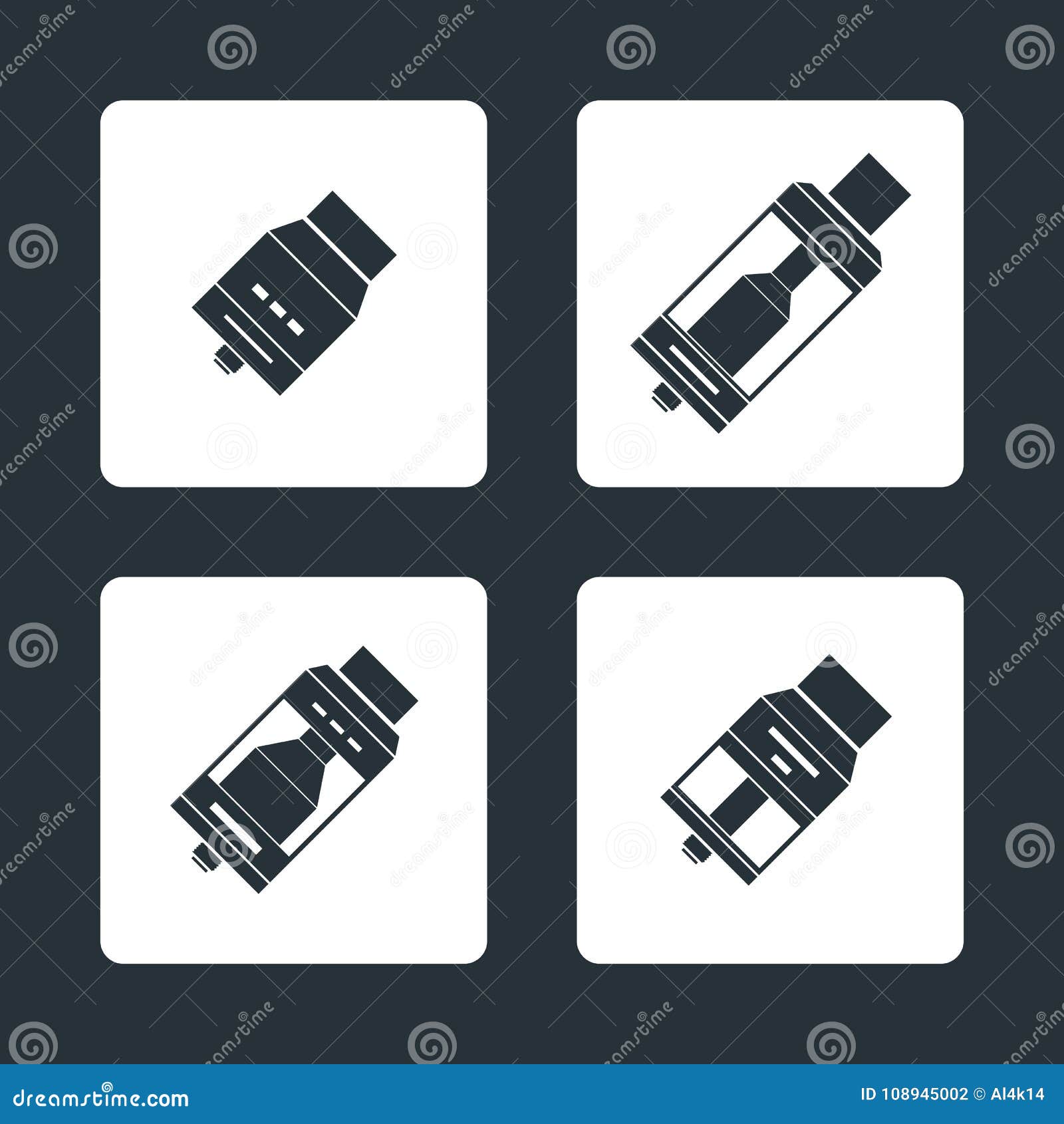 Vector Vaporizer Atomizers Types Icons Stock Vector - Illustration of ...