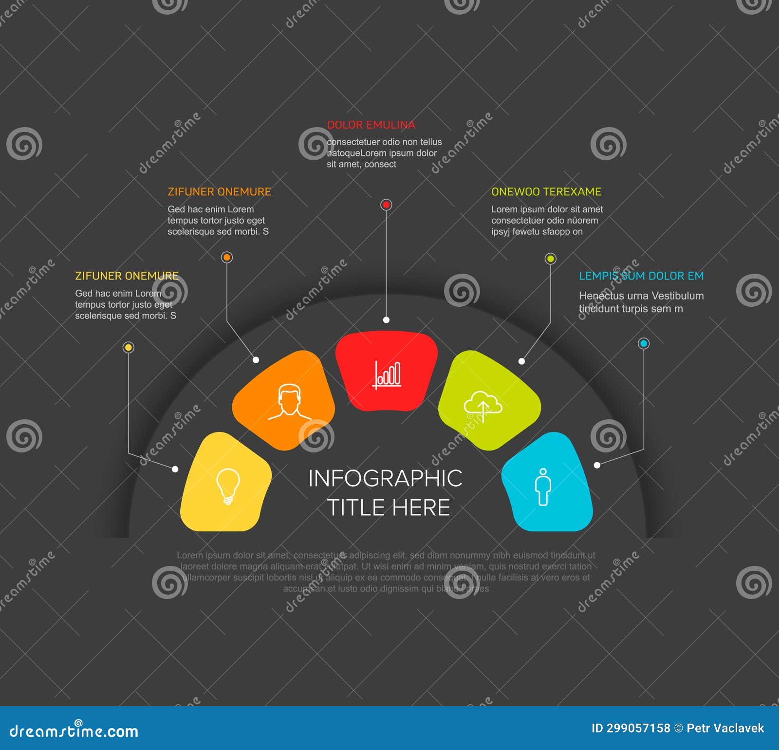 Vector Dark Multipurpose Infographic Five Rounded Elements Template ...