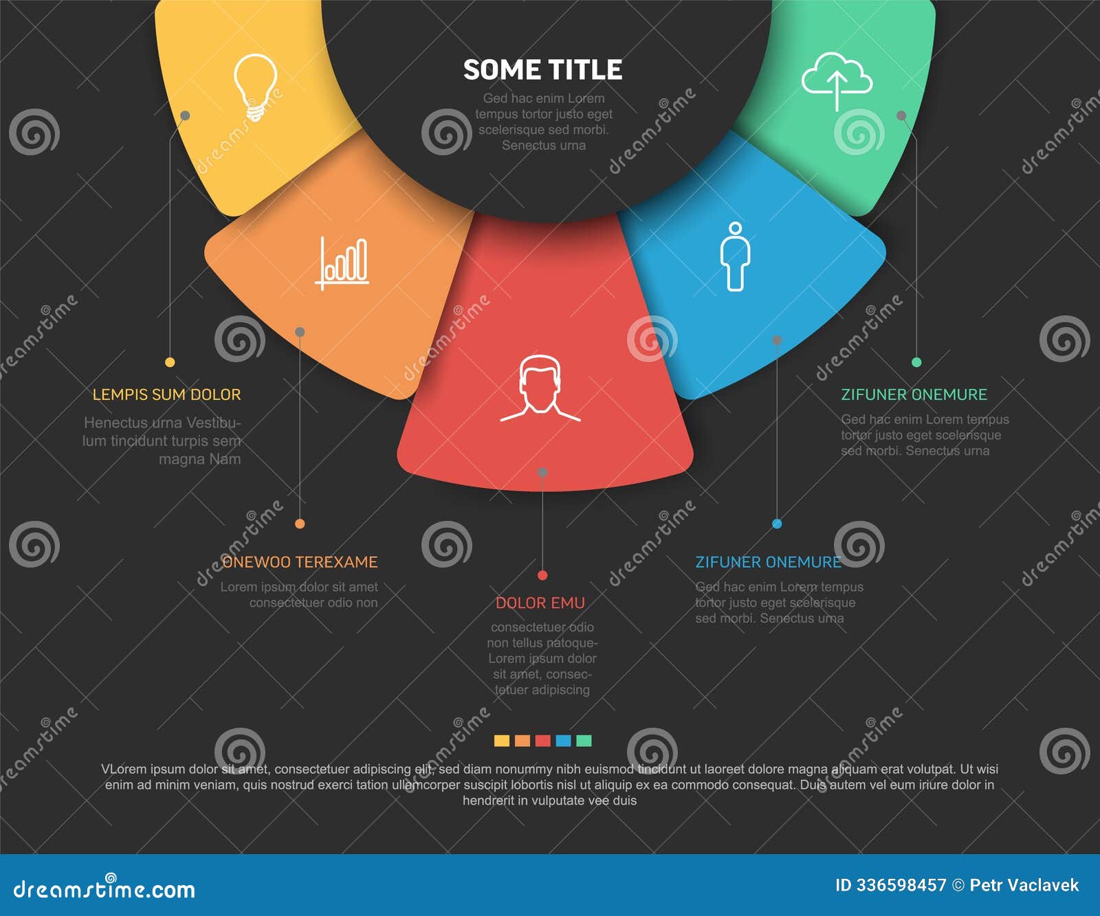 Vector Dark Multipurpose Infographic Five Rounded Elements Template ...