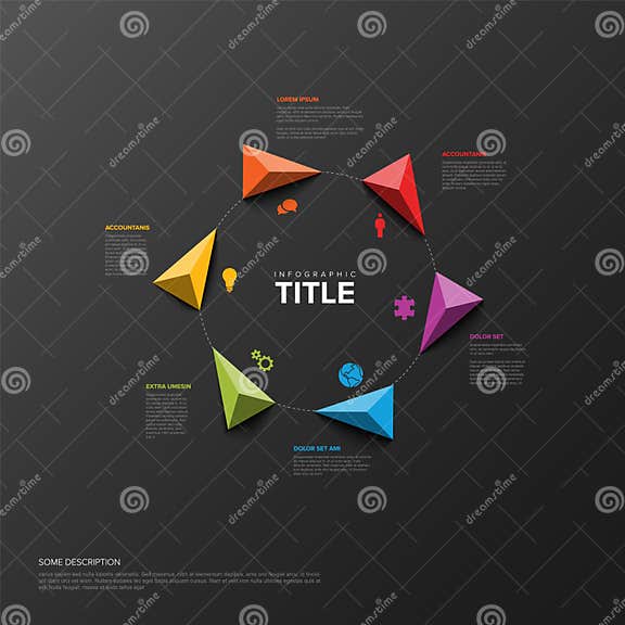 Vector Dark Multipurpose Infographic Template with Title and Six ...