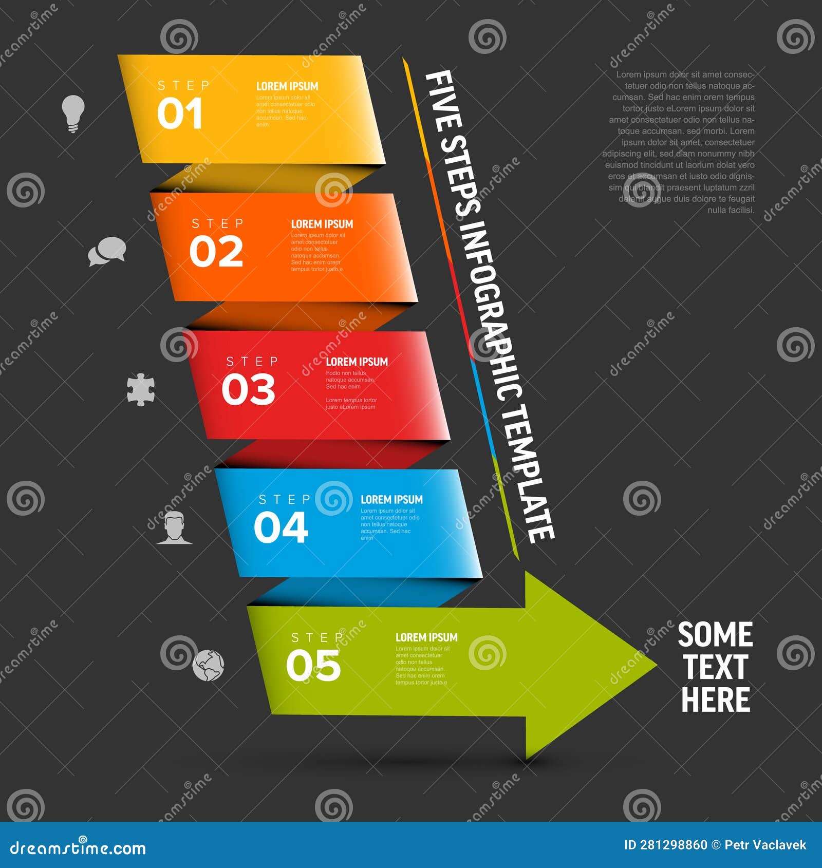 Vector Dark Progress with Four Diagonal Steps and Big Arrow Template ...