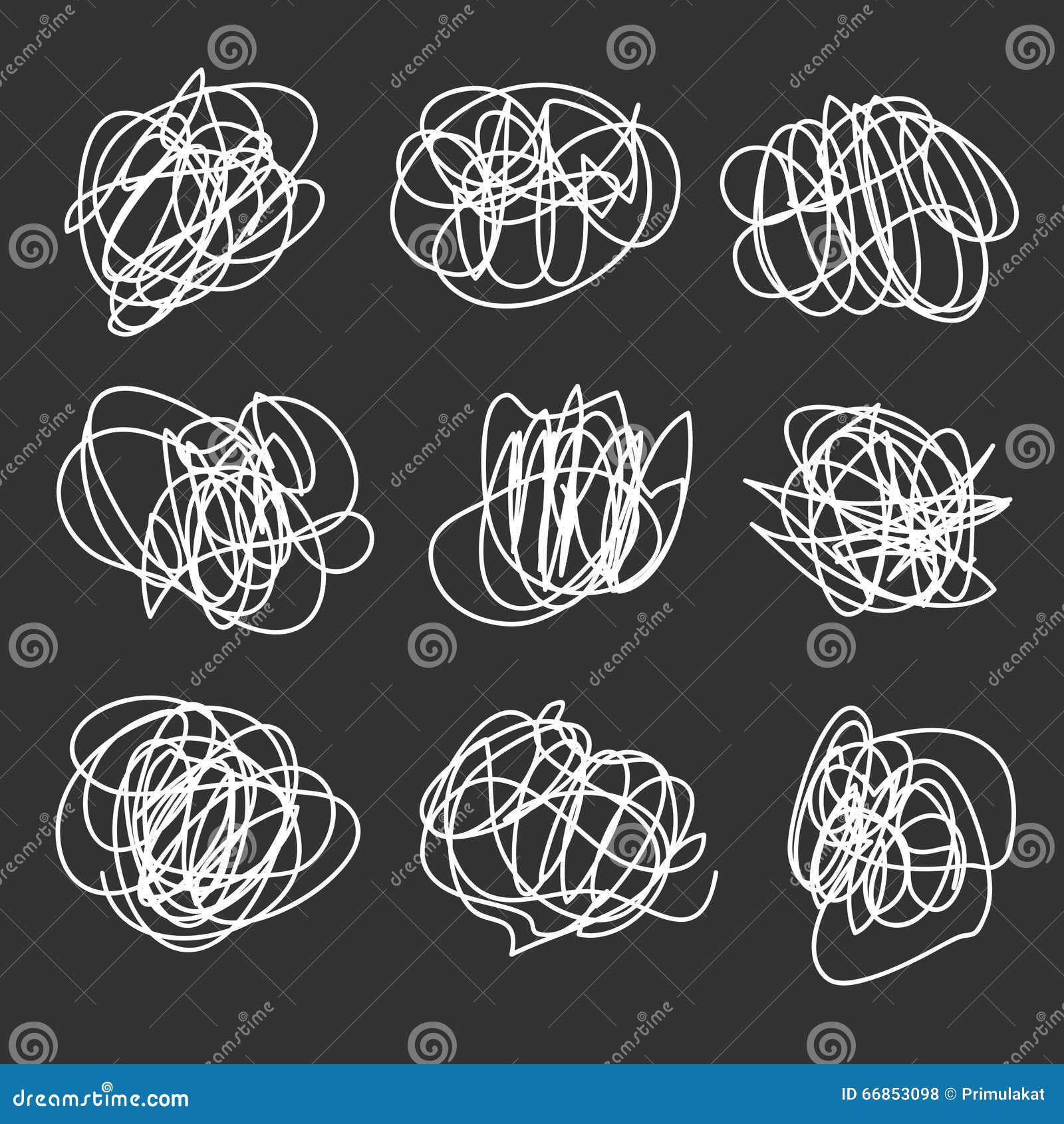 Vector Dark Set of Hand Drawn Scribble Line Shapes Stock Vector ...