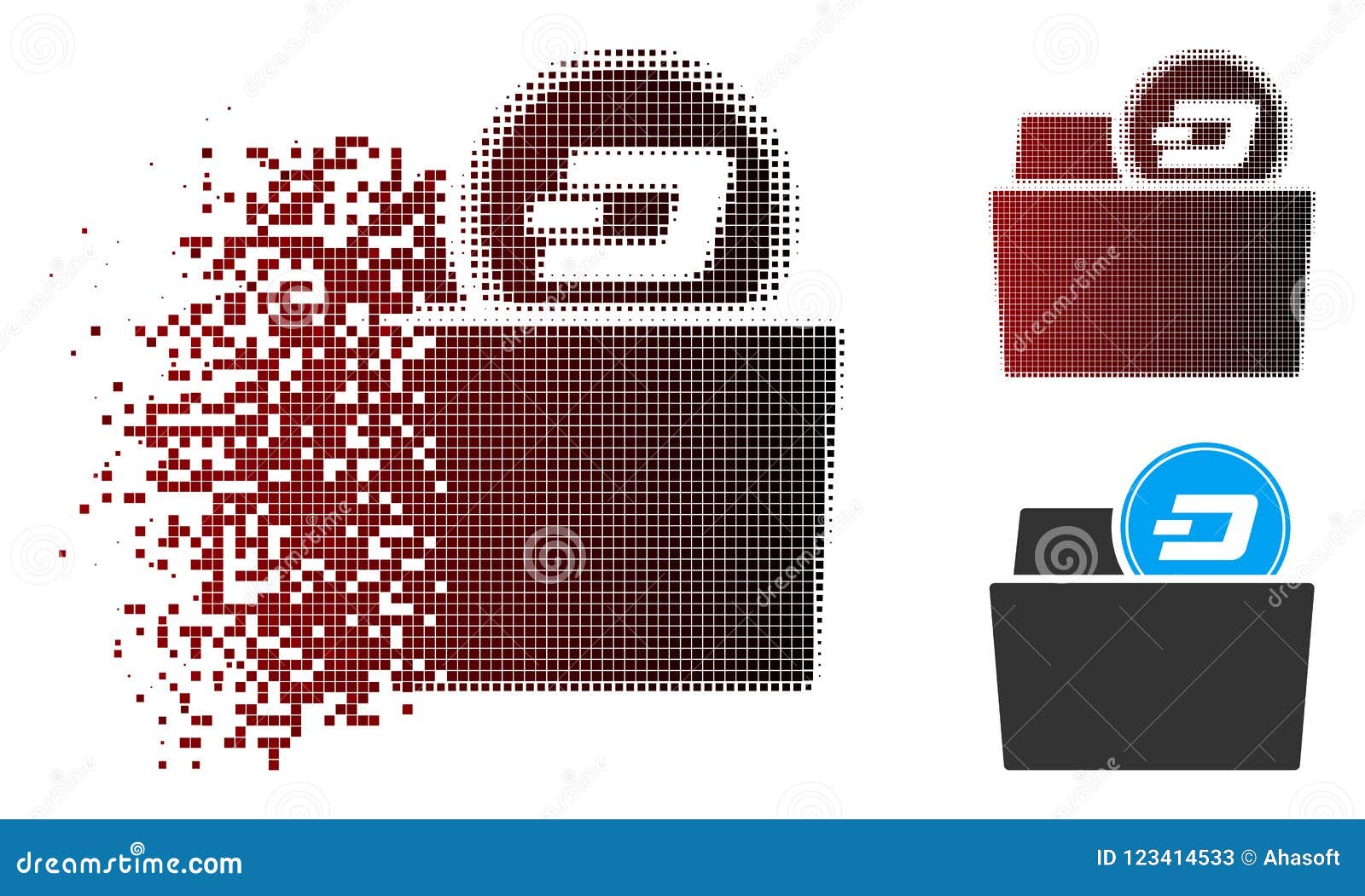 Dust Pixel Halftone Dash Folder Icon Stock Vector - Illustration of ...