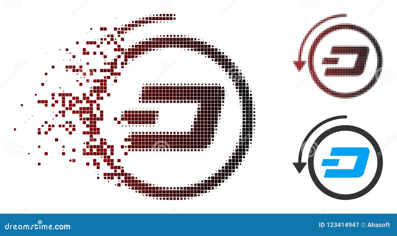 Broken Pixel Halftone Dash Revert Payment Icon Stock Vector ...