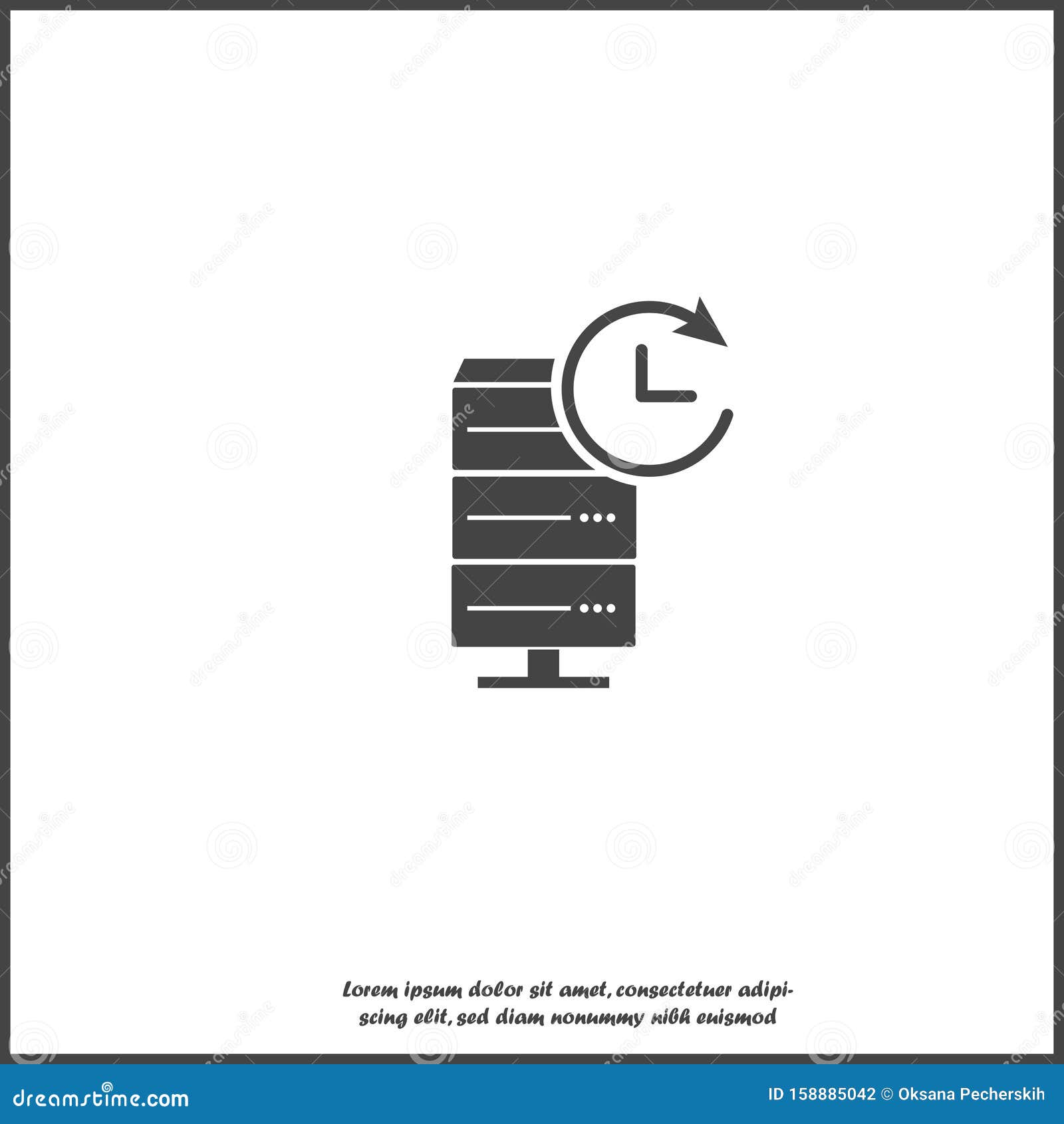 Vector Data Center Icon. Illustration Server and Clock on White ...
