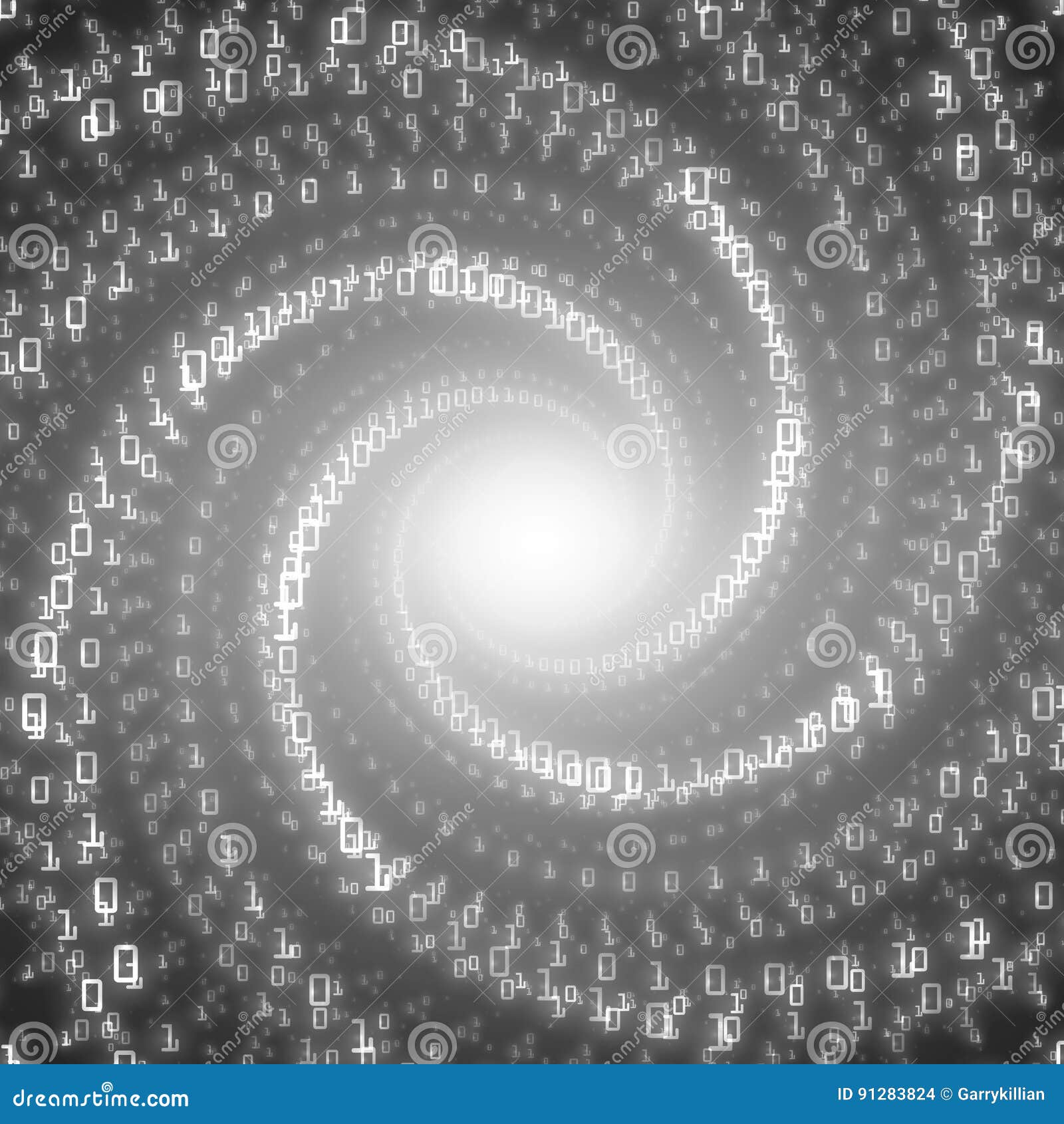 Vector Data Flow Visualizationgrayscale Big Data Flow As Binary Numbers Strings Twisted In