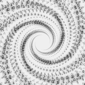 Vector Data Flow Visualization.Grayscale Big Data Flow As Binary Numbers Strings Twisted in ...
