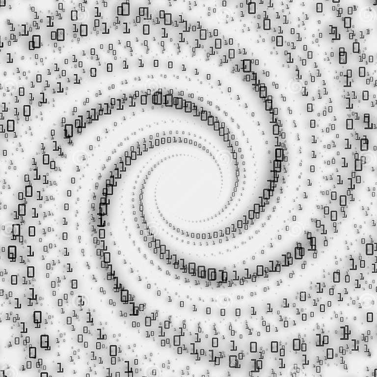 Vector Data Flow Visualization.Grayscale Big Data Flow As Binary Numbers Strings Twisted in ...