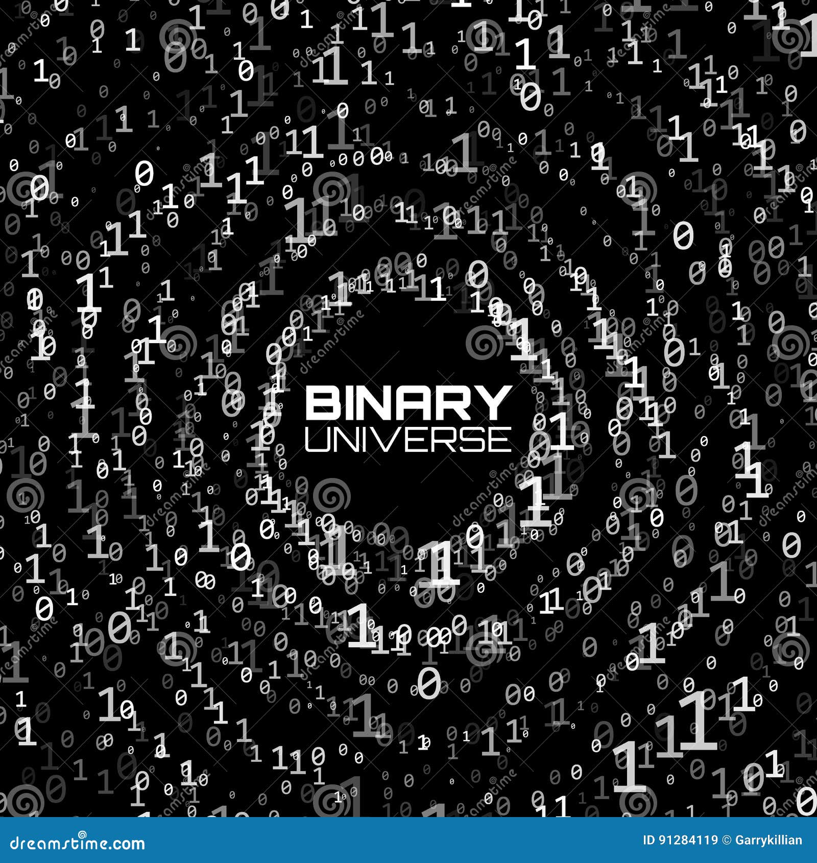 Vector Data Flow Visualization Grayscale Big Data Flow As Binary Numbers Strings Twisted In