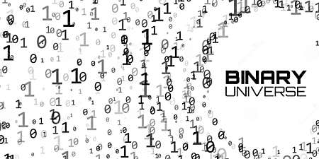 Vector Data Flow Visualization. Grayscale Big Data Flow As Binary Numbers Strings Twisted in ...