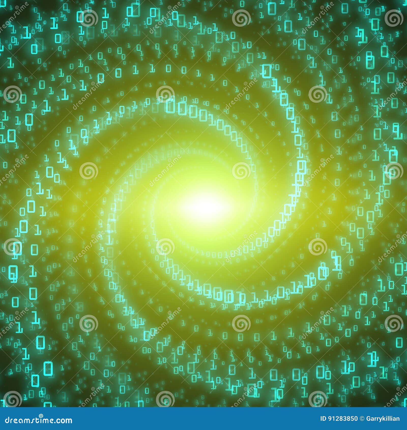 Vector Data Flow Visualization Green Big Data Flow As Binary Numbers Strings Twisted In