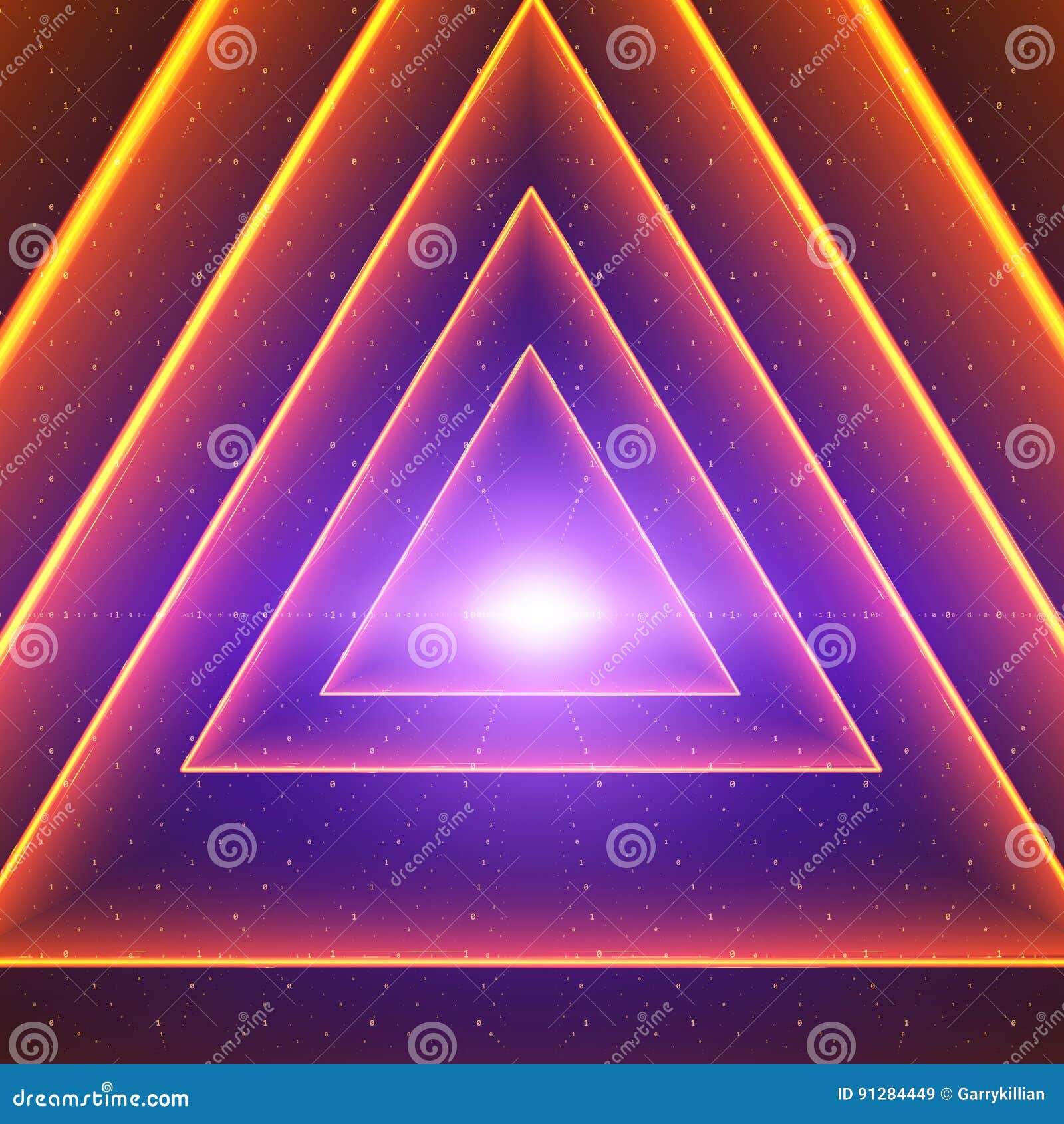 Vector Data Flow Visualization Triangle Glowing Tunnel Of Colorful Big Data Flow As Binary