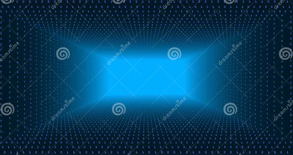 Vector Data Flow Visualization. Triangle Tunnel of Blue Big Data Flow As Binary Numbers Strings ...