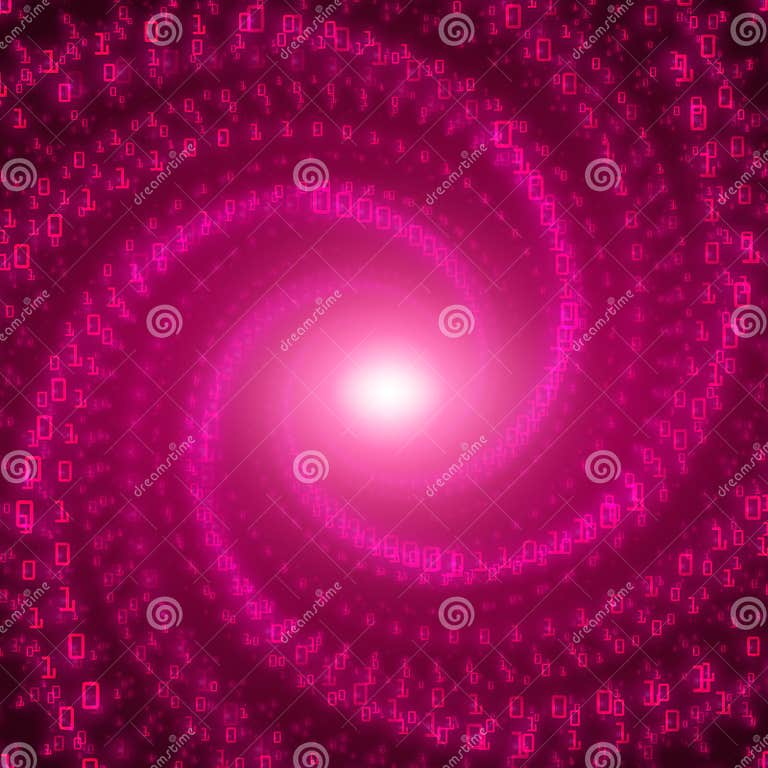 Vector Data Flow Visualization Violet Big Data Flow As Binary Numbers Strings Twisted In 